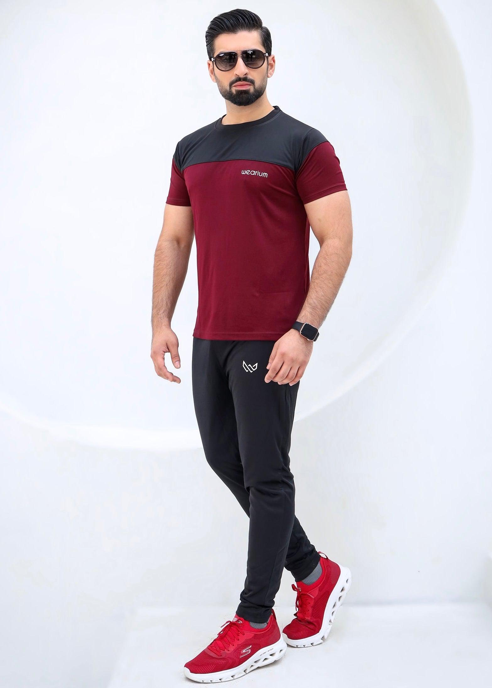 Active Streetwear Tracksuit - Burgundy/Black – Wearium
