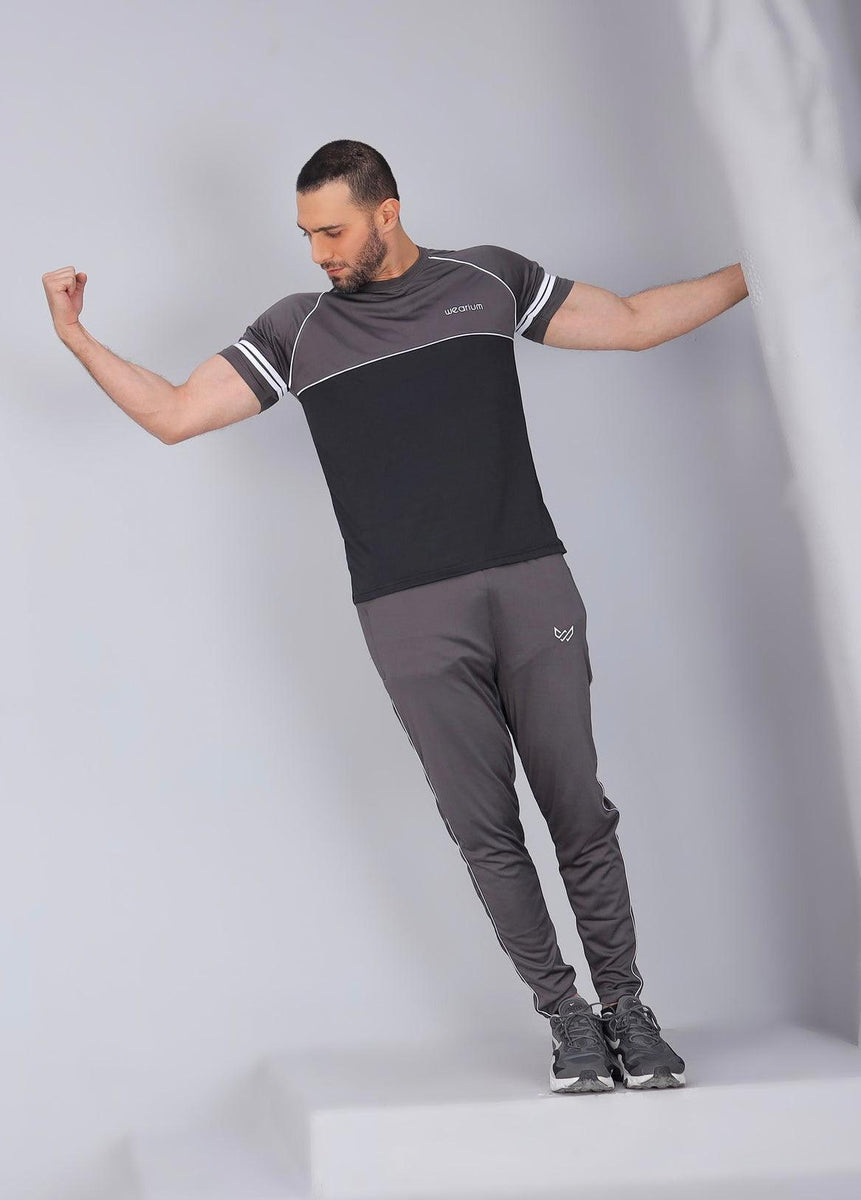 Charcoal Tracksuit For Men - Summer Tracksuit - Wearium